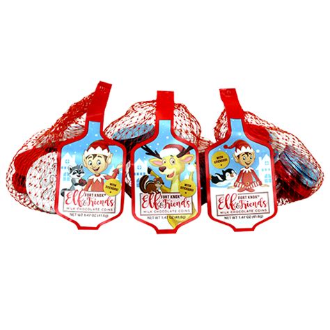Fort Knox Elf And Friends Milk Chocolate Coins 1 47 Oz Mesh Bag All City Candy