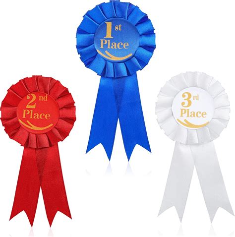 3 Pack Award Ribbons Rosette Set Satin Participation