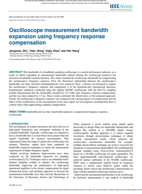 Pdf Oscilloscope Measurement Bandwidth Expansion Using Frequency