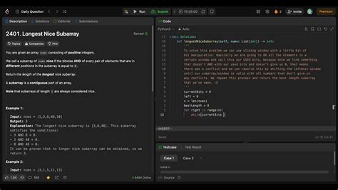 Leetcode Longest Nice Subarray Python Youtube