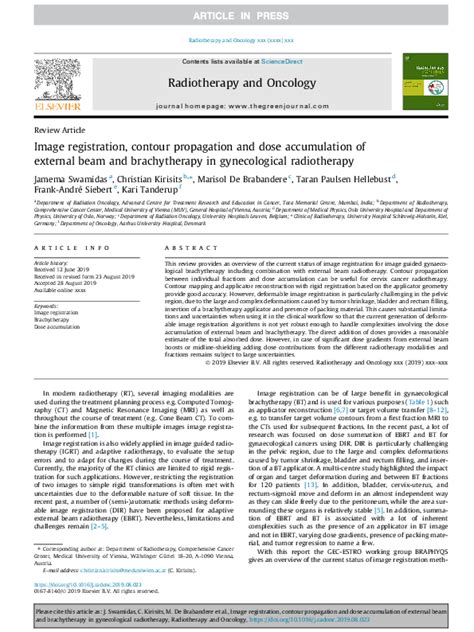 Pdf Image Registration Contour Propagation And Dose Accumulation Of External Beam And
