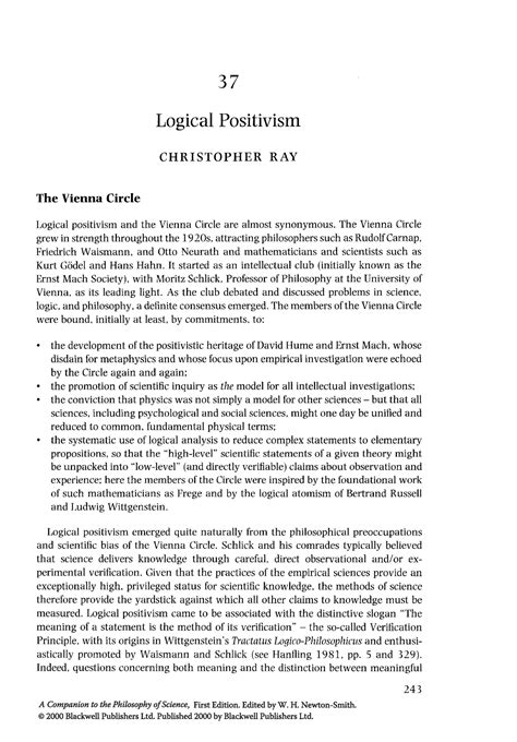 Ray[2017 ] Logical Positivism Philosophy A Companion To The
