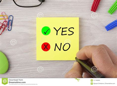 YES Or NO Writing On Note Concept Stock Image Image Of Education Negative