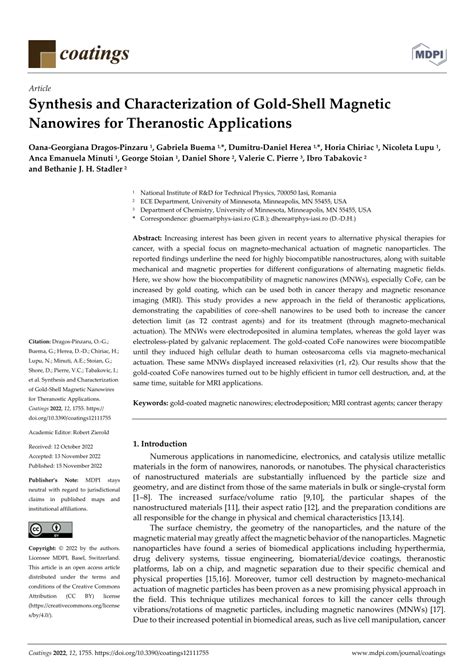 Pdf Synthesis And Characterization Of Gold Shell Magnetic Nanowires For Theranostic Applications