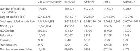 Evaluation Summary Of Assemblies Using Masurca Contigs As Input