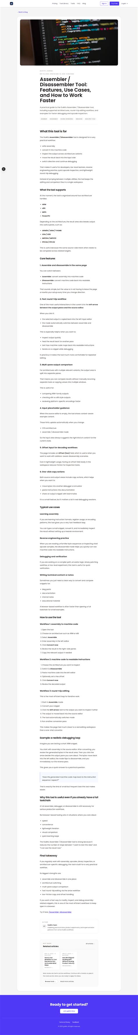 Online Assembler Disassembler Guide Debugging Reverse Engineering