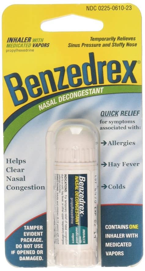 Buy Benzedrex Inhaler Propylhexedrine Nasal Decongestant 12 Count