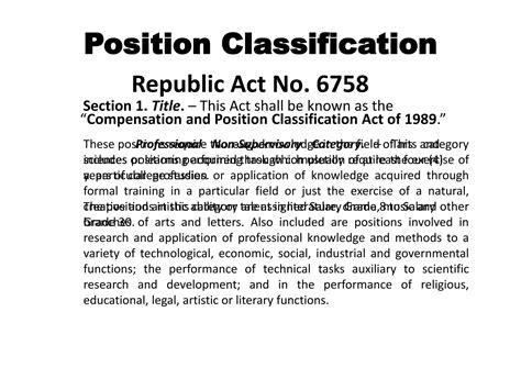 School Personnel Administration Position Classification Pptx
