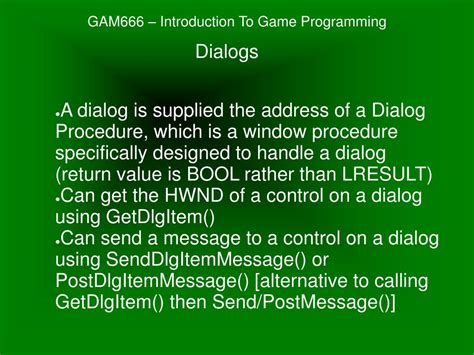 Ppt Gam666 Introduction To Game Programming Powerpoint Presentation