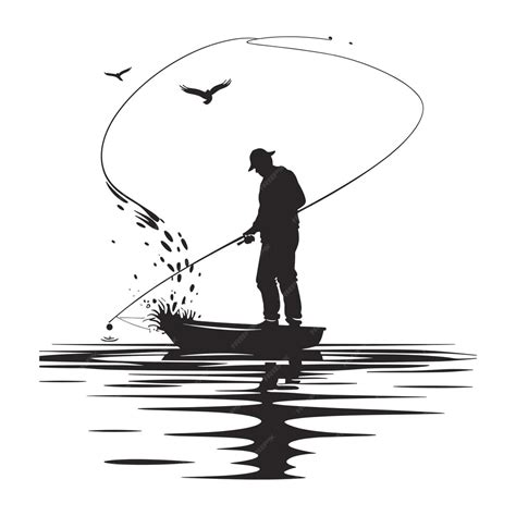 Premium Vector Man Fishing Silhouette Minimalistic Line Drawing Logo