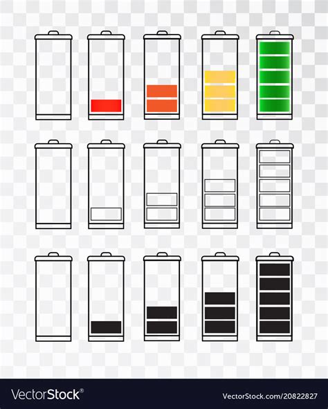 Battery Indicator Icon Set Isolated Royalty Free Vector