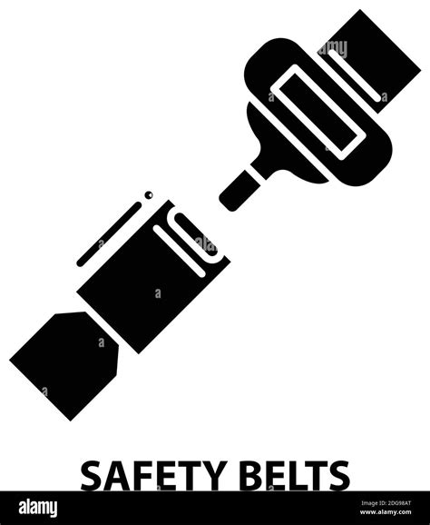 Safety Belts Icon Black Vector Sign With Editable Strokes Concept Illustration Stock Vector