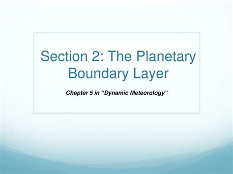 PPT Section The Planetary Boundary Layer PowerPoint Presentation Free Download ID