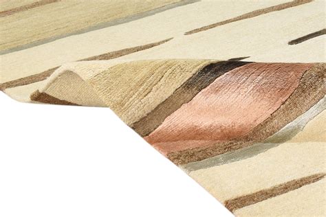 Hand Knotted Beige Wool Silk Rug 6x9 Modern American Abstract Room S
