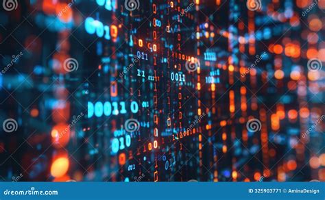Futuristic Digital Matrix With Light Streams Data Code Technology