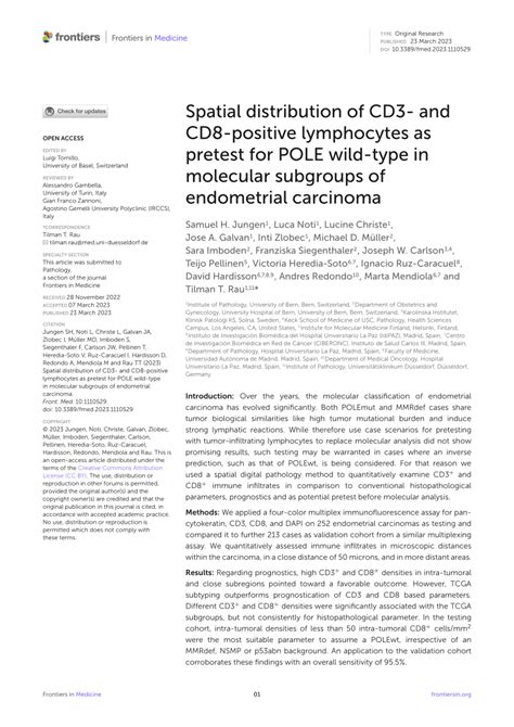 Pdf Spatial Distribution Of Cd3 And Cd8 Positive Lymphocytes As