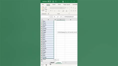 Unique List Function In Excel Exceltutorialforbeginners Exceltips Youtube