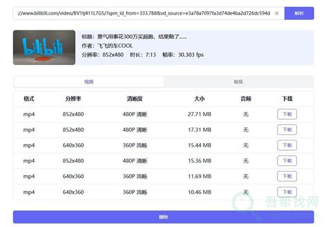 在线解析下载youtube x ins vimeo b站等视频工具 吾帮找网