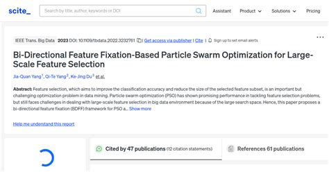 Bi Directional Feature Fixation Based Particle Swarm Optimization For