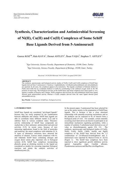 Pdf Synthesis Characterization And Antimicrobial Screening Of Niii