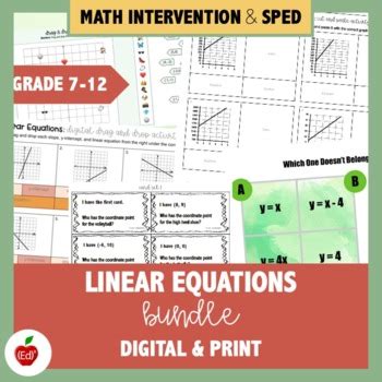 Linear Equations BUNDLE By CollaboratEd With Juliana TpT