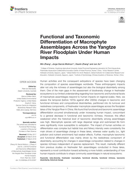 pdf functional and taxonomic differentiation of macrophyte