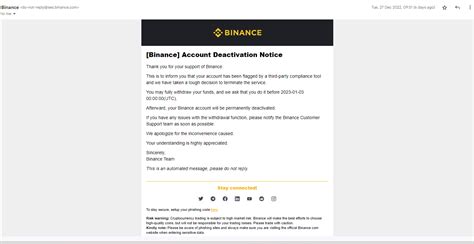 Binance Account Deactivation Notice Rbinance