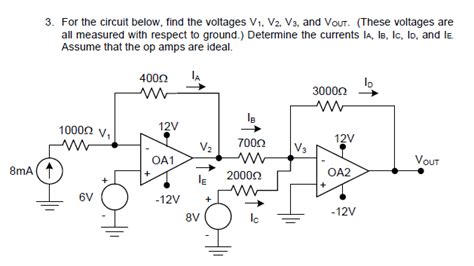 Solved For The Circuit Below Find The Voltages V1 V2 V3