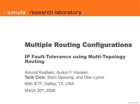 Ppt Multi Topology Routing For Fault Tolerance In Configurationsip