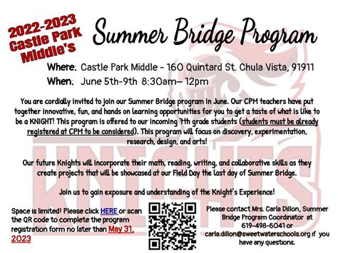 Summer Bridge Program 2023 Castle Park Middle School