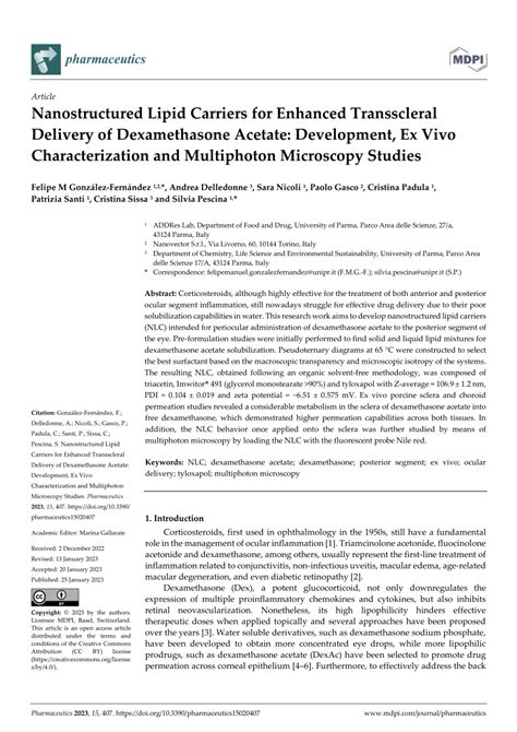 Pdf Nanostructured Lipid Carriers For Enhanced Transscleral Delivery Of Dexamethasone Acetate