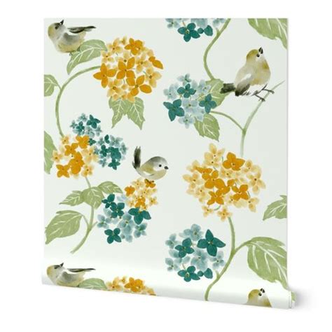 Hydrangea Poem Wallpaper Spoonflower