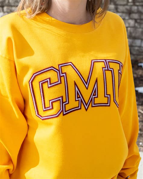 Cmu Block Letters Gold Crewneck Sweatshirt The Cmu Bookstore
