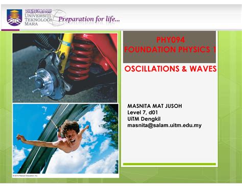 Simple Harmonic Motion MASNITA MAT JUSOH Level D UiTM Dengkil Masnita Salam Uitm Edu PHY
