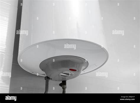 White Boiler With Maximum Energy Efficiency Indicator Indoors Stock