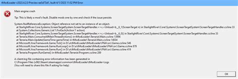 Game Crashes When Reloading Mods · Issue 371 · Projectstarlight