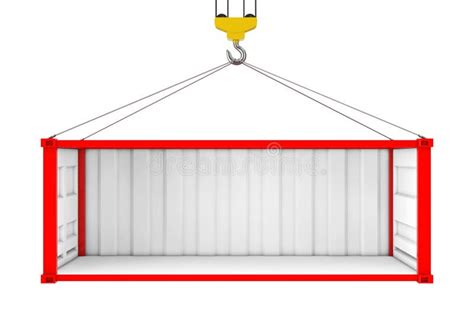 empty red shipping container with removed side wall 3d rendering stock