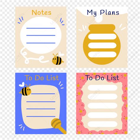 귀여운 일러스트 꿀벌 꽃 메모 일정 노트 메모지 편지지 공책 플랫 Png 일러스트 무료 다운로드 Lovepik
