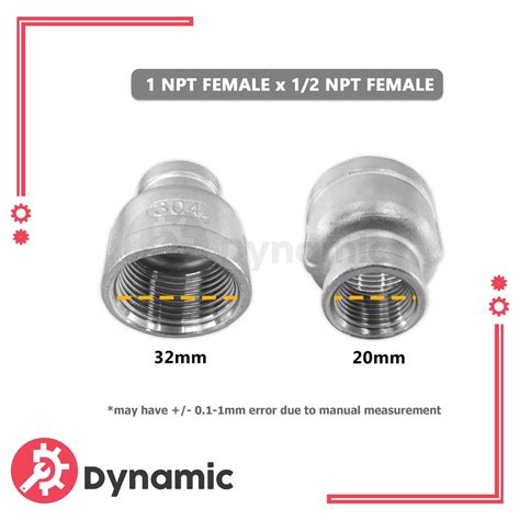 Sus304 Stainless Coupling Reducer 1 Female Npt 32mm X 12