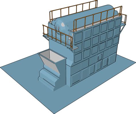 Blue Industrial Sack Packer Vector Illustration On White Baclground