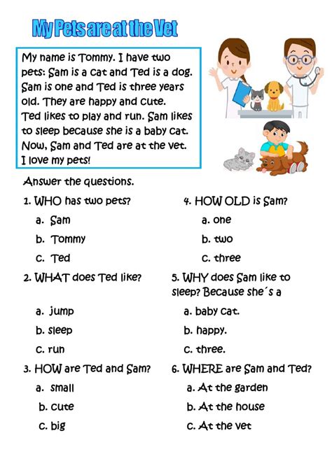 Reading Comprehension Online Exercise For Elementary Reading Comprehension Worksheets