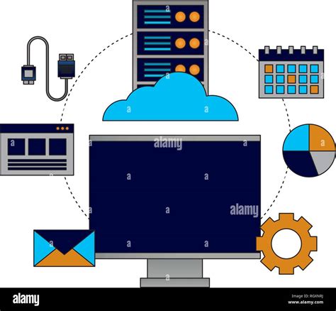 Cloud Computing Monitor Cpu Connection Stock Vector Image Art Alamy