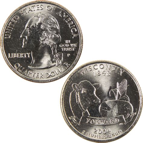 2004 P Wisconsin State Quarter Bu Uncirculated Clad 25c Coin