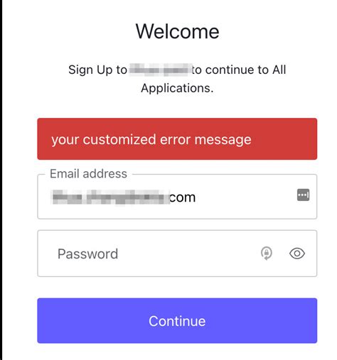 How To Customize The Error Message When Siup Up An Email Which Already