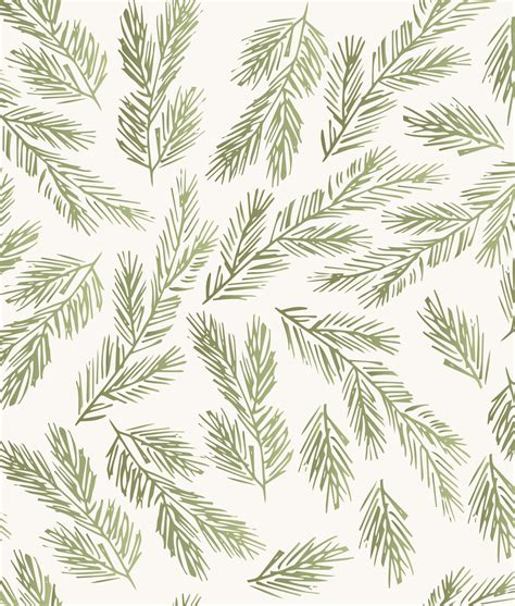 Hand Drawn Pine Tree Branches Pattern