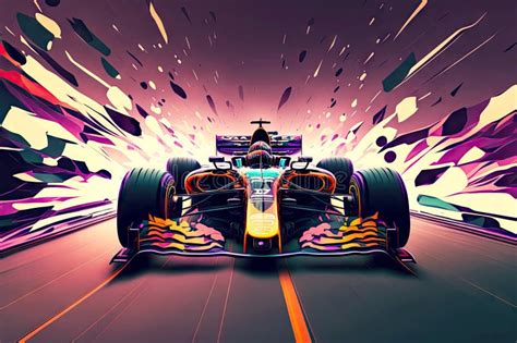Driver Of Car Accelerates On Track In Formula One Racing Championship