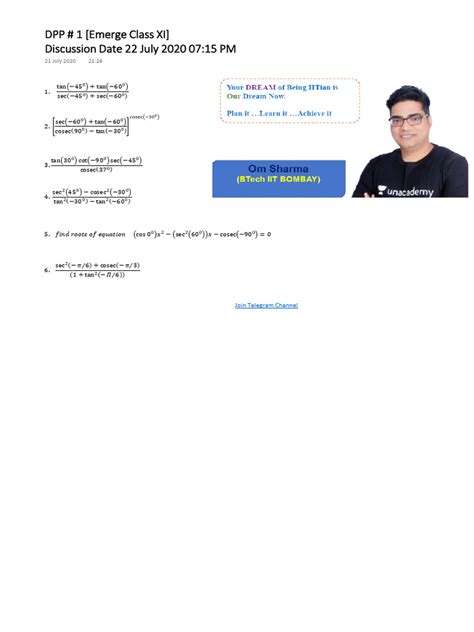 Class 11th Dpp 1 Trigonometry By Om Sir Pdf