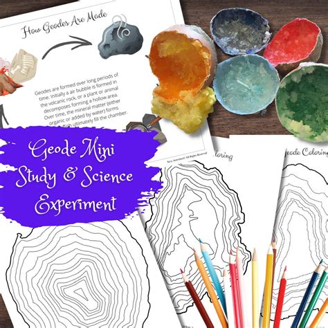 Geodes Geode Poster Science Experiment And Coloring Activity Geology Etsy