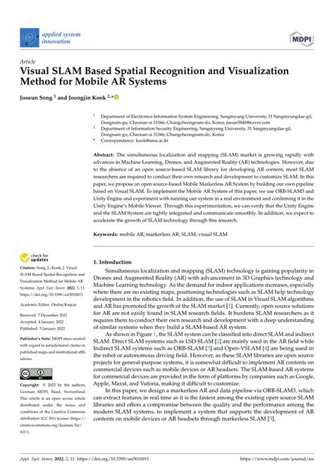 Pdf Visual Slam Based Spatial Recognition And Visualization Method For Mobile Ar Systems