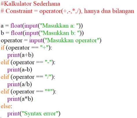 Belajar Python Belajar Python Kalkulator Sederhana
